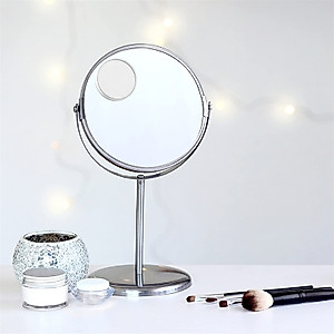 KOHARA 5X Magnification Round Makeup Mirror Folding Pocket Makeup Mirror Acne Pores Eye Makeup Mirror Magnification Compact Mirror