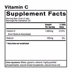 Quicksilver Scientific Liposomal Vitamin C - 1000mg Buffered Liquid Vitamin C Supplement - Immune + Antioxidant Support - Liposomes for Superior Absorption - Vegan + Non-GMO (4oz / 120ml)