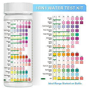 Water Testing Kits for Drinking Water: 125 Strips 16 in 1 Well and Drinking Water Test Kit, TESPERT Water Test Strips with Hardness, pH, Lead, Iron, Copper, Chlorine, and More
