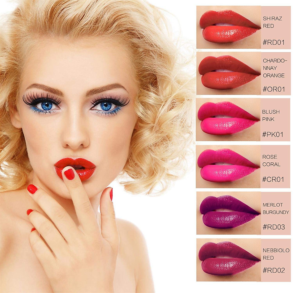 ALIVER 6 Colors Wine Liquid Lipstick, Lady Long Lasting Make Up Gloss Matte Lip Tint Wine Bottle Cover, Matte Lip Gloss (6pcs lipgloss)