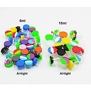 vitakiwi 6ml 15ml Glass Wax Concentrate Container Airtight Multi Use Oil Jars with Silicone Lid and Carving Tool (32PCS)
