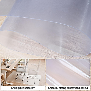 HOMEK Crystal Clear Chair Mat for Hardwood Floor, 48”x 36” Office Chair Mat for Hard Floor, 1/8” Thick Floor Protector Mat
