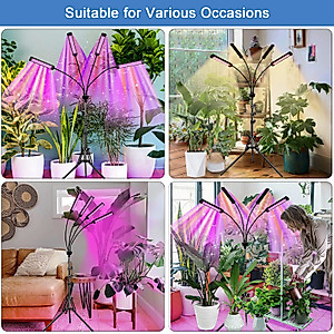 Upgraded Grow Lights for Indoor Plants, 200W 432 LEDs Full Spectrum Plant Grow Light with 60 inch Extendable Tripod Stand, Dual Controllers, Auto On/Off Timing Function Plant Light for Various Plants