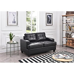 Glory Furniture Sandridge Faux Leather Loveseat in Black