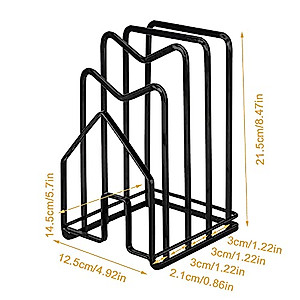 Hikinlichi Cutting Board Rack Pot Pan Lid Holder 1 Adhesive Plastic Hook Kitchen Countertop Chopping Board Holder Organizer Stand 4.92 x 5.7 x 8.47 in. Black