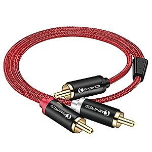 ANNNWZZD 10FT RCA Y-Adapter Splitter Cable, 1 Male RCA to 2 Male RCA Subwoofer Audio Cable