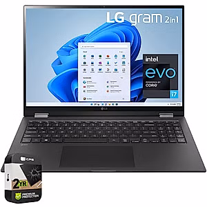 LG 16T90P-K.AAE7U1 Gram 2-in-1 16-inch Laptop with Pen, i7-1195G7, 512GB SSD (Renewed) Bundle with 2 YR CPS Enhanced Protection Pack