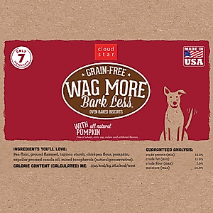 Cloud Star Wag More Bark Less Oven Baked Biscuits, Grain Free Crunchy Dog Treats, with Pumpkin - 19 lb.