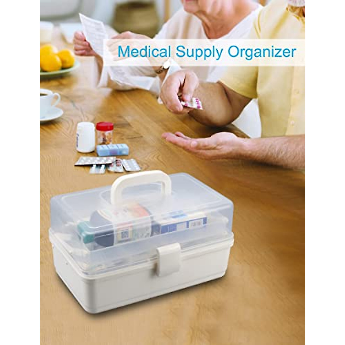 Facikono Craft Tool Box 3 Layer Storage Box Art Craft Box Tackle Box Organizer Hair Supply Organization Box Sewing Box Medication Organizer White Plastic Tool Box