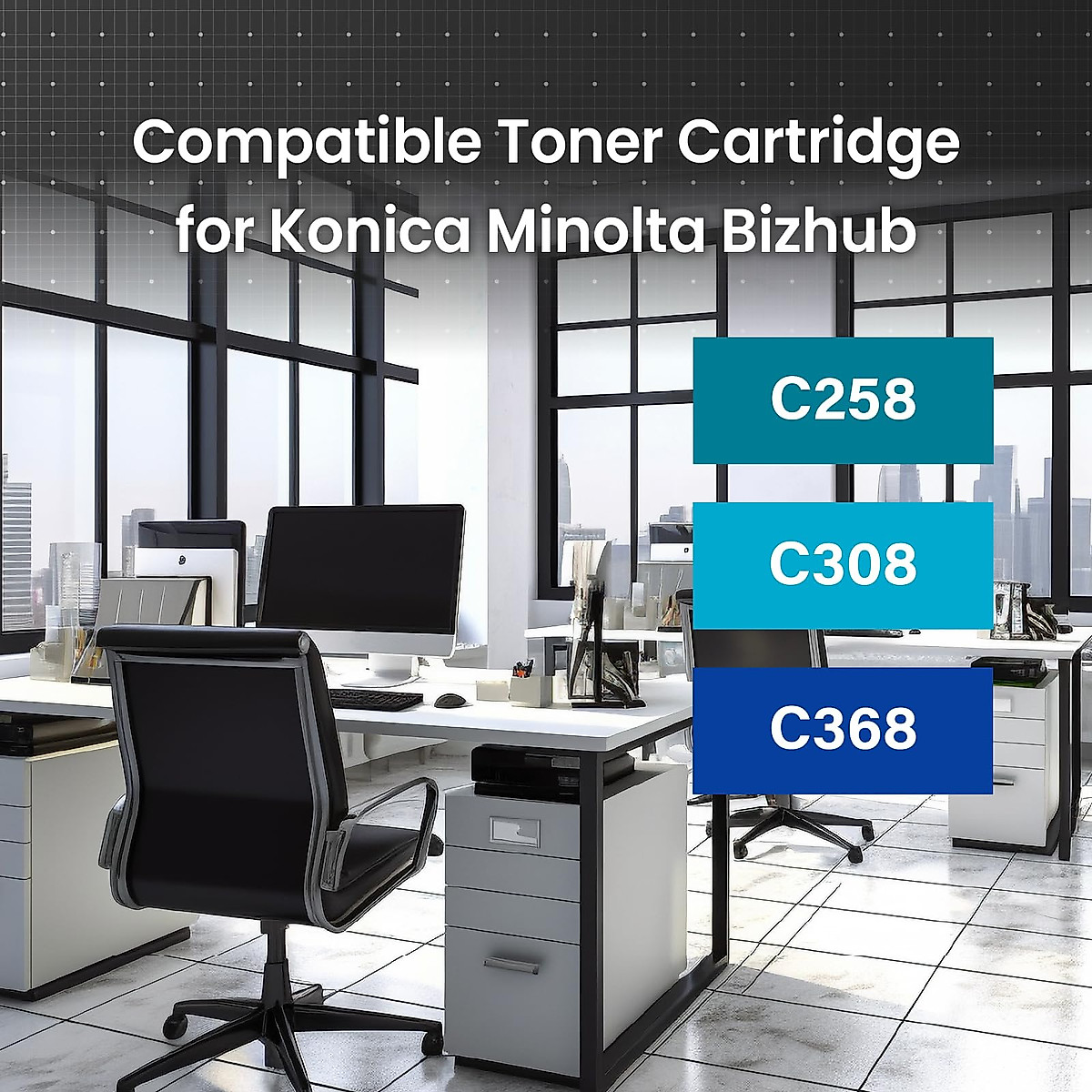 Shiki Compatible Toner Cartridge Replacement for Konica Minolta bizhub (Full Color) C258 C308 C368 TN324K A8DA130 (Black, 28000 Pages)