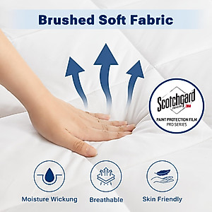 Sleep Philosophy Waterproof Mattress Protector Queen Size Mattress Pad, 3M Scotchgard, Quilted & Fitted Microfiber Mattress Topper, Noisless & Deep Pocket Fits Up to 20" Mattress, Queen White