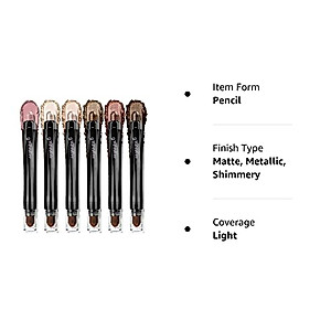 LUXAZA 6PCS Neutral Eyeshadow Stick Blush Pearl Pink Brown Makeup Set,Metallic And Matte Shimmer Cream Eye Shadow Pencil Crayon,Eye Brightener Highlighter Eyeliner Crayon Make up Set