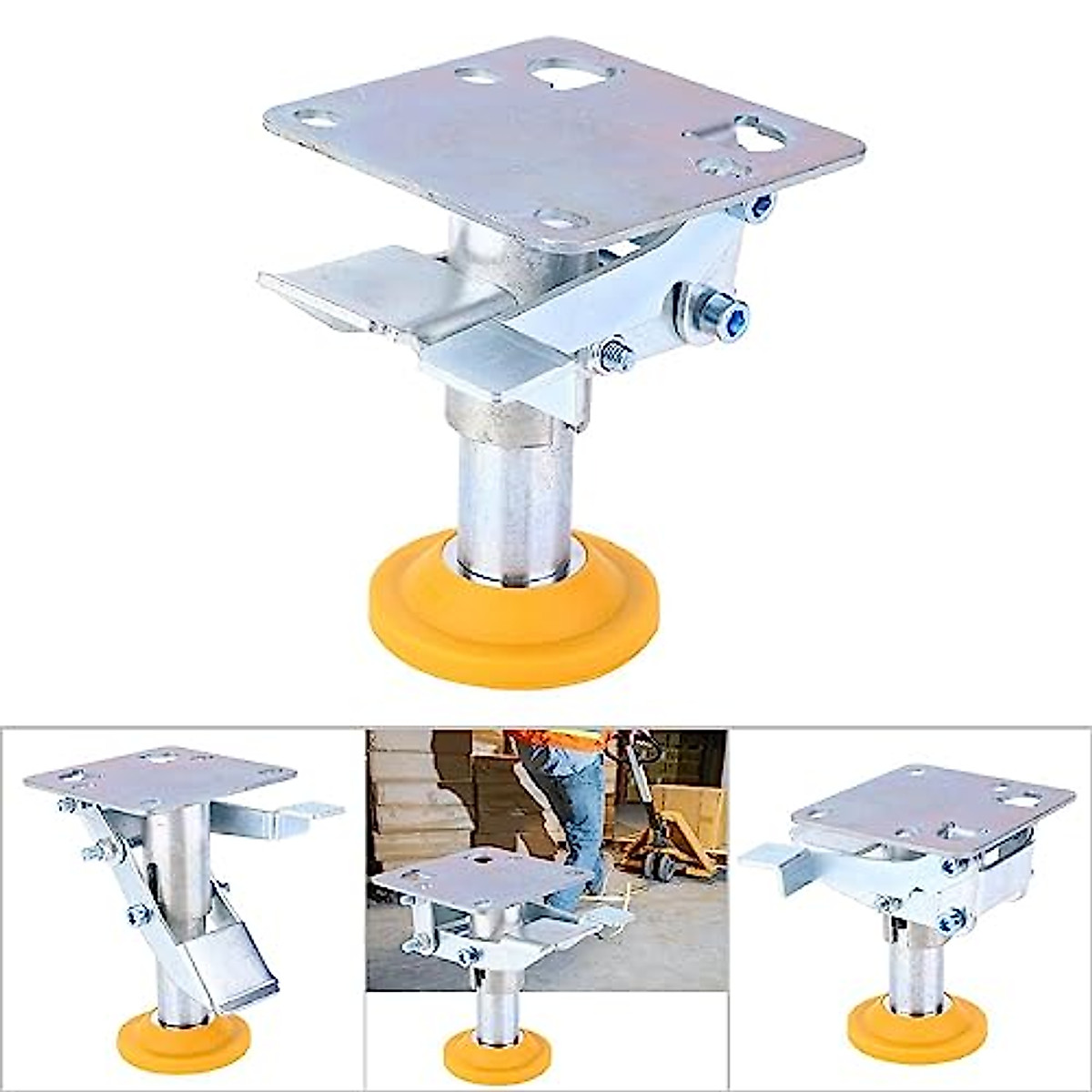 Manganese Steel Floor Lock,Adjustable Caster Lock,Secure Wheel Lock,Trolley Brake Floor Lock Manganese Steel Trolley Cart Lock with TPU Pad,100kg Load-Bearing,for 4~5in Casters (X-75-32-3), Manga