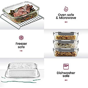 Prime Cook Glass Food Container/storage In Rectangle 3 Pieces Set