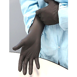 SHOWA 6112PF Biodegradable Nitrile Powder-Free Disposable Safety Glove, Food Safe, 4 mil Thick, 9.5" Length, X-Large (1 Box of 100 Gloves), Black