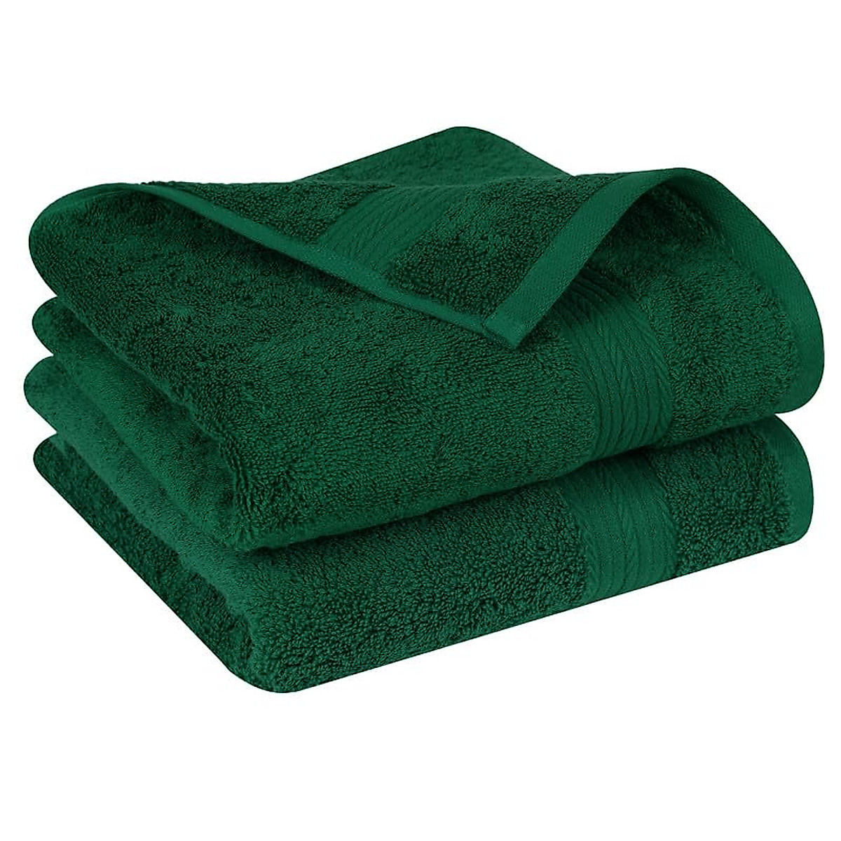 Ample Decor Hand Towels 18 X 28 Inch 600 GSM 100% Cotton, Premium Soft Absorbent - 2 Pcs - Green