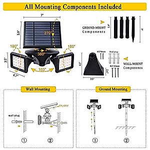 EMANER Motion Sensor Solar Light Outdoor, Dusk to Dawn Wireless Security LED Flood Light, 6000K Very Bright, Solar Powered Landscape Spotlights Waterproof for Garden/Driveway/Porch, (1-Pack)