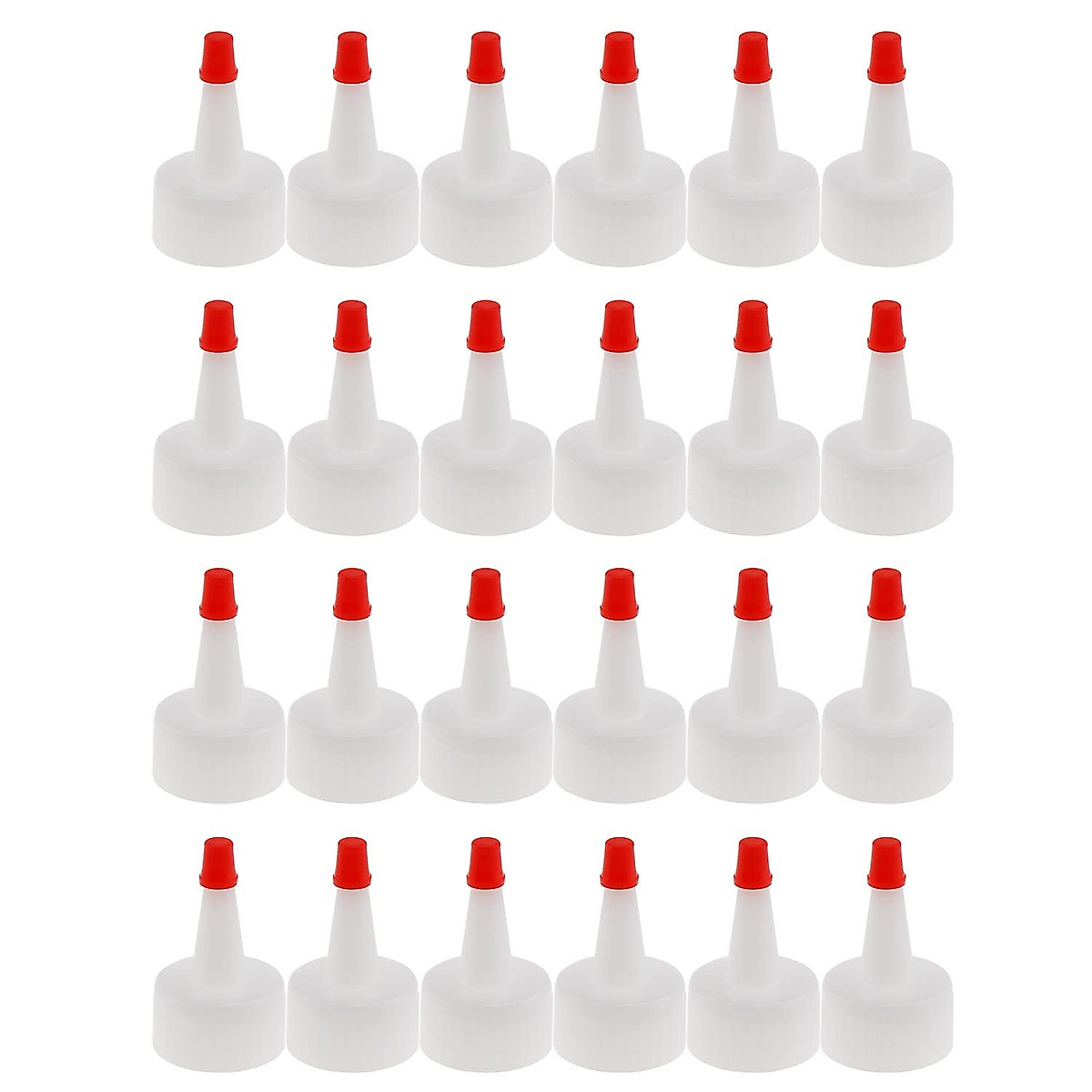 E-outstanding Red-Tip Cap 24PCS Red Plastic Pointed Mouth Bottle Caps Yorker Dispensing Caps Pointed Mouth Bottle Cap Replacement Tip Caps for Squeeze Bottle Glue Bottles Dispensing Cap