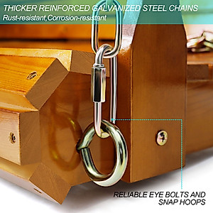 4FT Wooden Porch Swing w/Cupholders,Heavy Duty 800LBS Outdoor Swing Bench w/Chains,Patio Roll Back Swing Chair Bench,Front Porch 2-Person Hanging Bench,for Garden Courtyard Lawn & Balcony Backyard