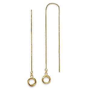 Polished Diamond-cut Box Chain Love Knot Threader Earrings in 14K Yellow Gold