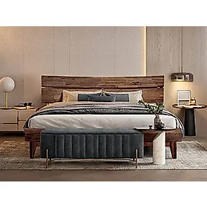 Acacia Aurora 14 Inch Wood Platform Bed, Bed Frame with Headboard, Queen Size Frame, Chocolate