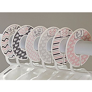 C97 Baby Closety Dividers Girl Pink Nursery Clothes Hanger Size Dividers Organizer Elephant Gray Set of 6