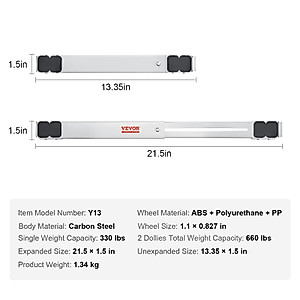 VEVOR Heavy Duty Furniture Appliances Rollers, Extendable Appliance Rollers Mobile Washing Machine Base, Mini Fridge Stand Wheels Dolly Movers for Refrigerators, Dryers, Dishwashers, White