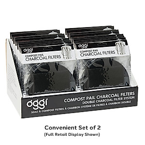 OGGI Set of 2 Charcoal Filters- Replacement Charcoal Filter for Countertop Compost Bin with Lid, Eco Friendly Products
