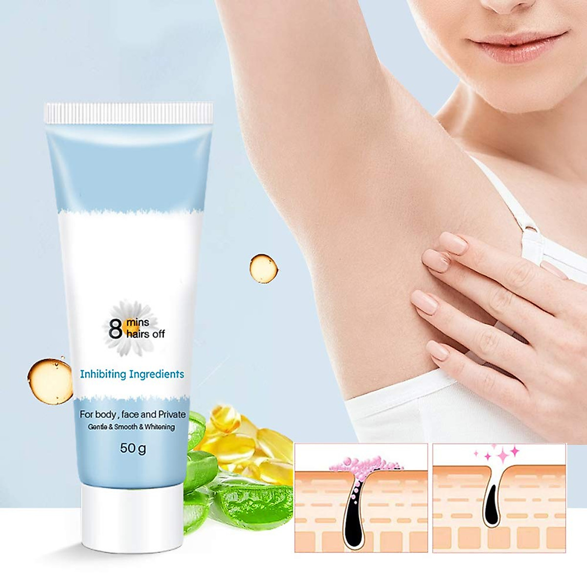 Hair Remove Cream Depilatory Cream for Normal Skin,Hair Remover Legs Face Eyebrows Bikini,Skin Hair Cleaner for Women Men 50g