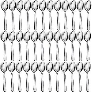 36-Piece Dinner Spoons Set, Funnydin 6.7" Stainless Steel Spoons Silverware, Durable Dessert Spoons, Table Spoon Use for Home, Kitchen and Restaurant - Mirror Polished, Dishwasher Safe