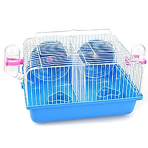 Wheel Delicate Hamster Dating cage Two Mice Fighting Isolation Cage for Pet Blue Isolation Cage Pet House Pet for Hamster Hedgehog Bunny Chinchilla Hamster Cages