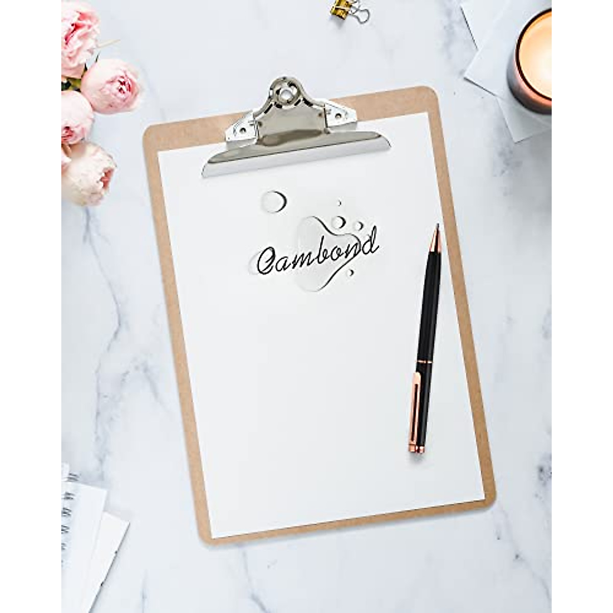 Cambond Black Pens, Ballpoint Pen Bulk Black Ink 1.0 mm Medium Point Smooth Writing Black and Rose Gold Pens for Men Women Police Uniform Office Business, 3 Pens with 6 Refills (Black)