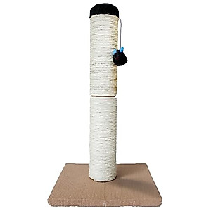 Downtown Pet Supply Small Cat Scratching Post with Mouse Cat Toy, 22" Tall - Tightly Woven Sisal Rope Cat Scratch Post for Indoor Cats with Stable 11" x 11" Base
