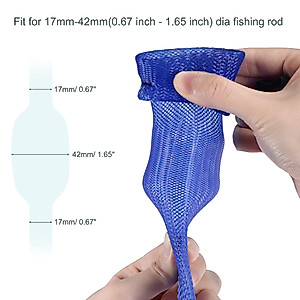 MECCANIXITY Fishing Rod Sleeve Rod Sock Cover 67inch Blue Braided Mesh Rod Protector for Fishing Rod 3 Pack