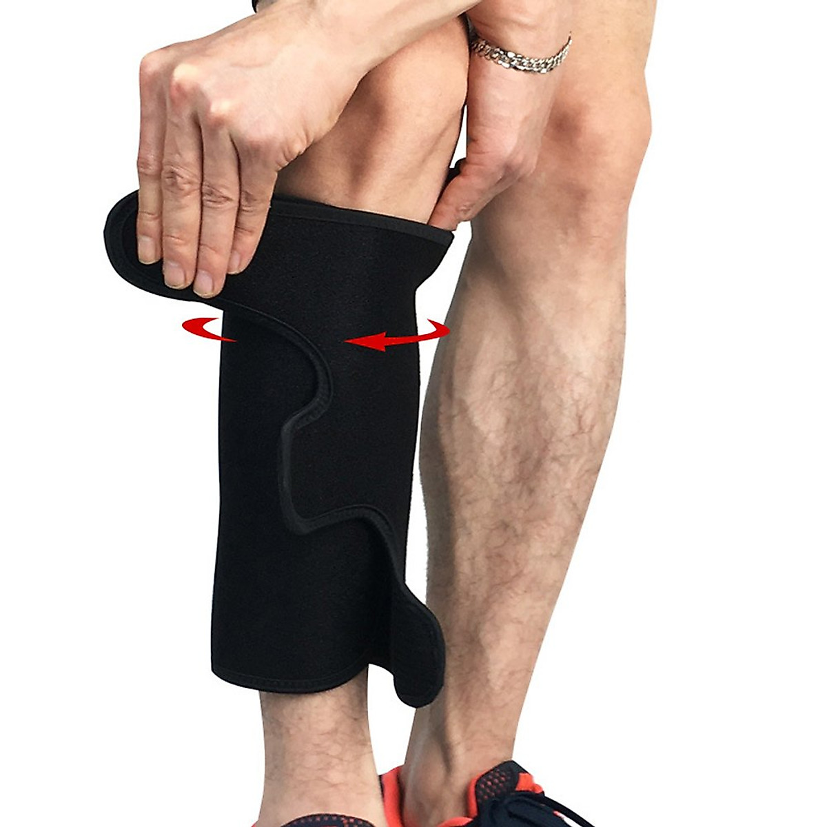 Rungear Calf Shin Support Brace, Adjustable Compression Leg Sleeve Wrap Band for Running Cycling Sports - Great Shin Support Improves Blood Circulation & Reduces Leg Swelling Injury, 1 Sleeve (Black)