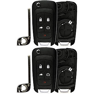 KeylessOption Keyless Entry Car Remote Start Key Fob Shell Case Button Pad Cover for 2011-2015 Chevy Volt OHT05918179 (Pack of 2)