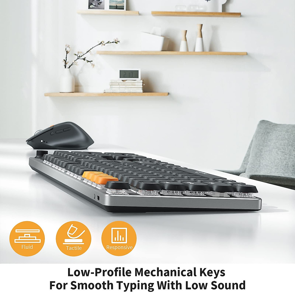 ProtoArc Mechanical K300 Backlit Bluetooth Keyboard and EM11 RGB Ergonomic Mouse Combo