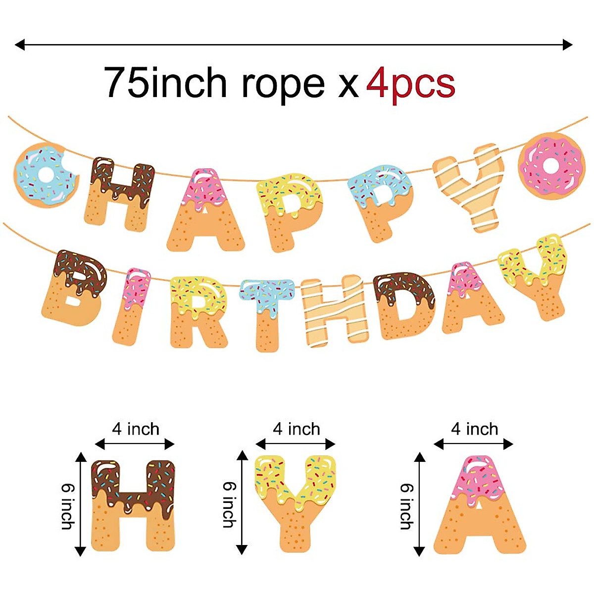 Donut Happy Birthday Banner,Donut Party Supplies,Donut Party Decorations,Donut Garland Bunting Banner for Girls,Boys,Kids Home,Classroom,Baby Showers Decoration