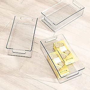 iDesign Plastic Refrigerator and Freezer Storage Bin, BPA-Free Organizer for Kitchen, Garage, Basement, Set of 3, Clear, 3 Count