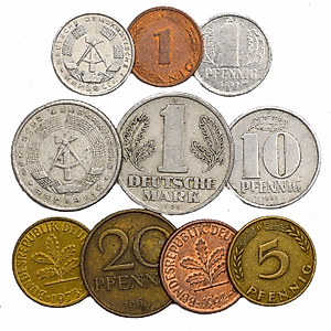 Germany 10 Mixed Coins | East and West German | Pfennig | Mark | 1948-2001