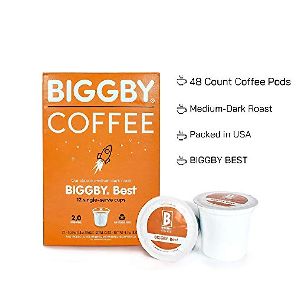 BIGGBY Best Medium Roast, 48 Count Single Serve Coffee