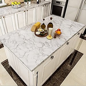 Yenhome Grey Marble Countertop Contact Paper Peel and Stick Waterproof Marble Contact Paper for Desk Cabinets 17.7x118 Inch Glossy Vinyl Counter Top Covers for Kitchen Peel and Stick Granite Wallpaper