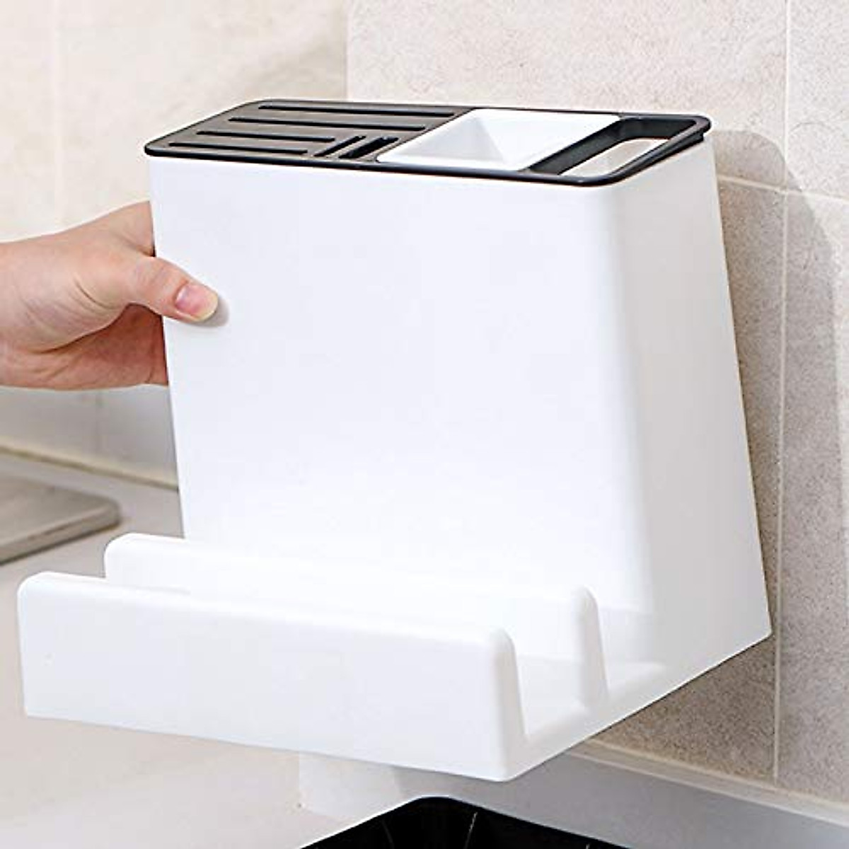 GANFANREN Kitchen Utensil Plastic Scissors Knife Holder Cutting Board Holder Draining Rack Storage Shelf Organizer Chopping Knife Rack