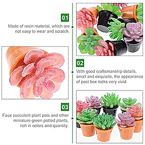 TOYANDONA 16pcs Miniature Bonsai Figurines Mini Potted Succulents Artificial Dollhouse Plant Miniature Desktop Collectible Statue for DIY Mini Gardening Decor