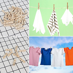 KIMOBER 1.77Inch Wooden Clothespins,Sturdy Natural Wooden Craft Peg Pins Clips for Photos Pictures Paper Crafts,100pcs