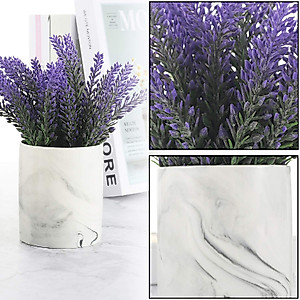LUEUR Artificial Flower Potted Lavender Purple Fake Flowers Faux Lavenders in Pots for Home Decor Party Wedding Garden Office Patio Decoration