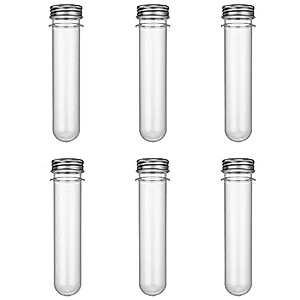 45ml Clear Plastic Test Tubes, 25x140mm Tube for Sample, for Scientific Experiments, Party, Decorate The House, Candy Storage, 6 Pcs.