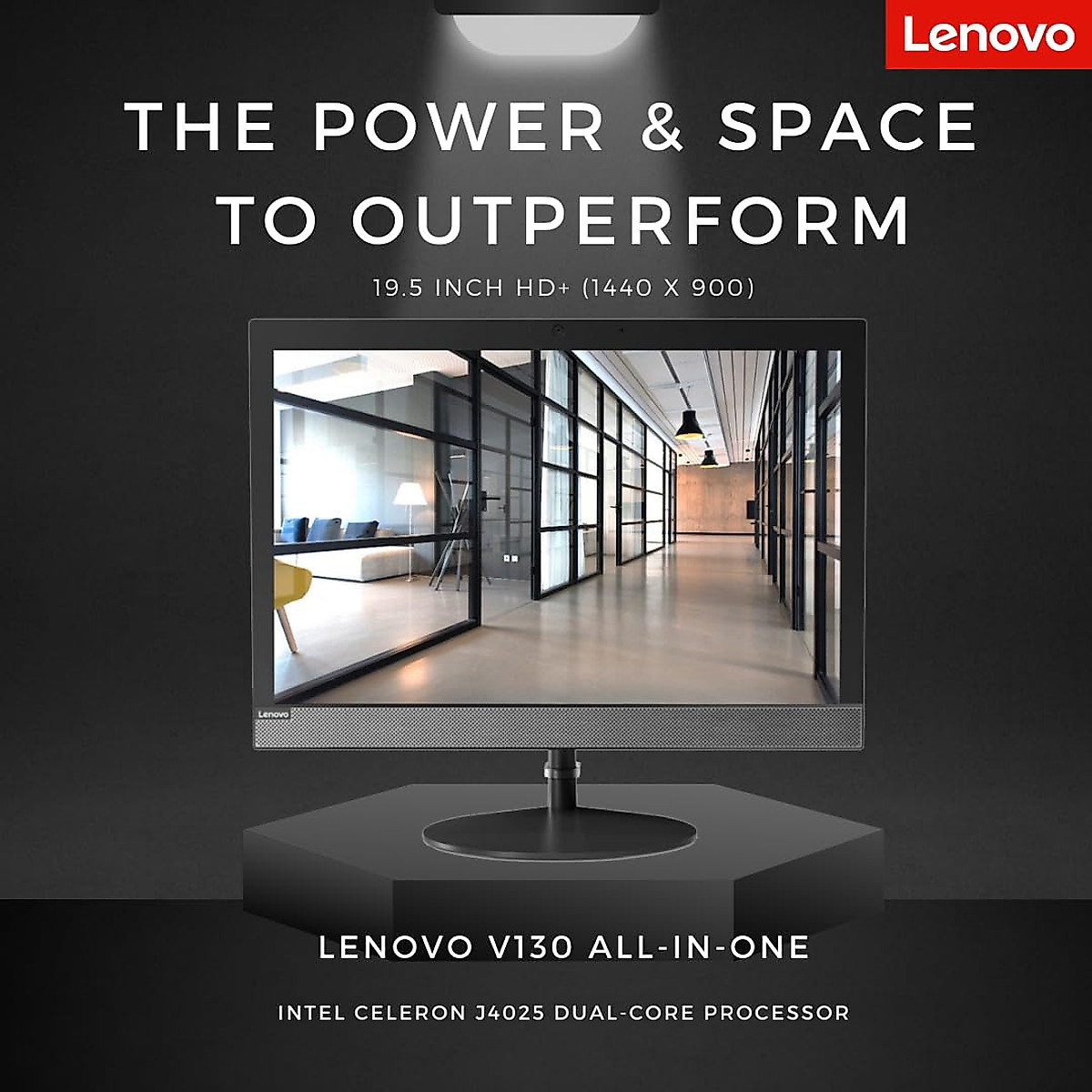 Lenovo V130 All-in-One Business Desktop, 19.5” HD+ Display, Intel Celeron J4025, 16GB RAM, 512GB PCIe SSD, DVD-RW, Wi-Fi, Webcam, HDMI, Wired Keyboard & Mouse, Windows 11 Pro