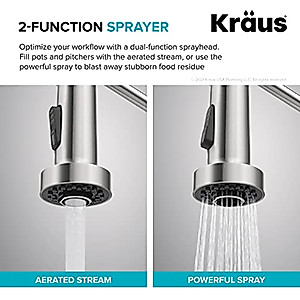 Kraus KCL-1700 Dex 16 Gauge Stainless Steel Single Bowl Sink with Spot Free 18-Inch Commercial Kitchen Faucet with Dual Function Pull-Down Sprayhead in All-Brite