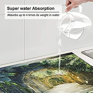 Gasse Printed Drying Mat For Kitchen Ultra Absorbent Microfiber Dishes Drainer Mats Non-Slip Silicone Quick Dry Pad - 18 X 16inch